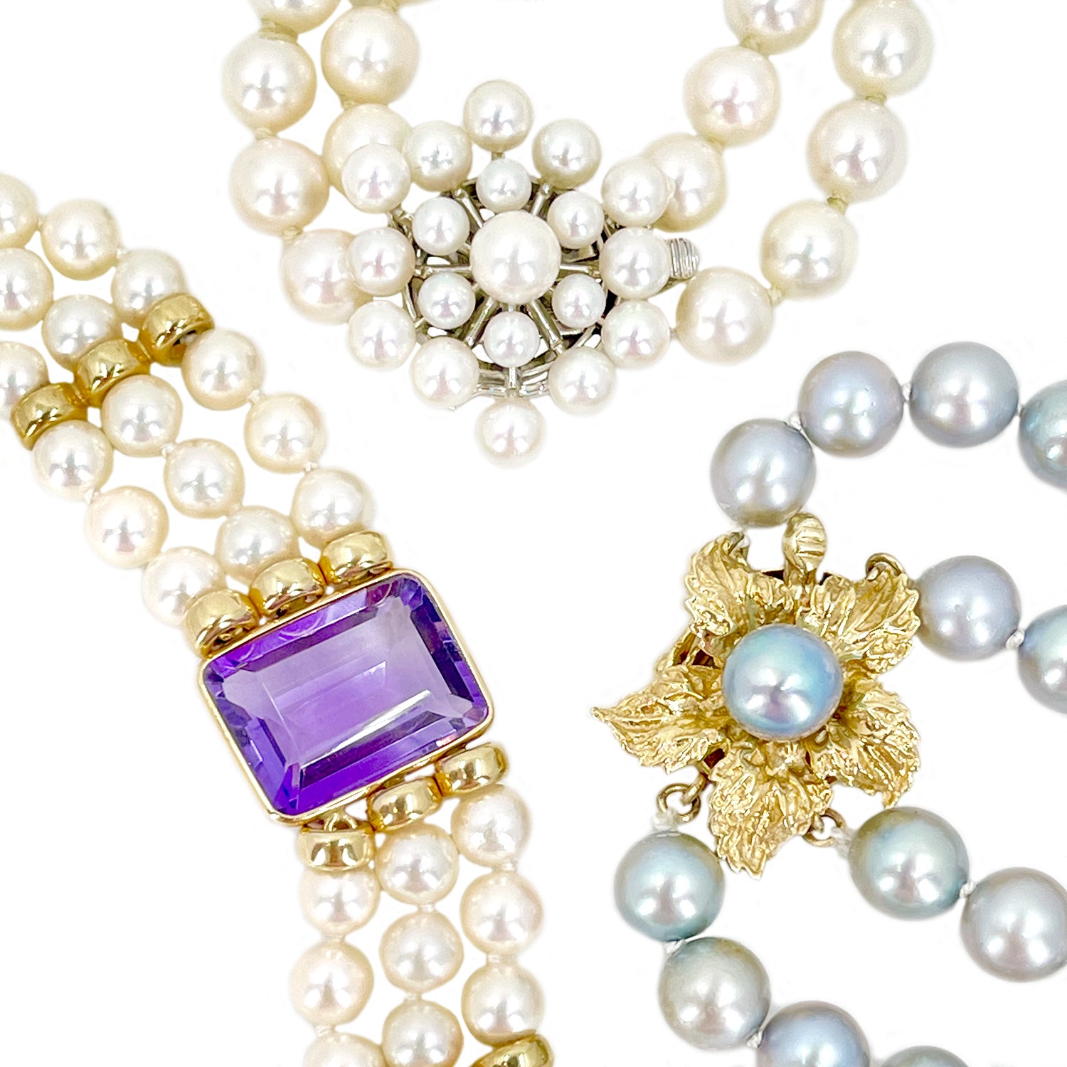 Vintage Saltwater Cultured Pearl Bracelets – Tagged "14K White Gold ...