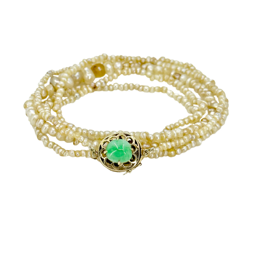 Antique Natural Victorian Seed Pearl Jade Nugget Graduated Necklace St ...